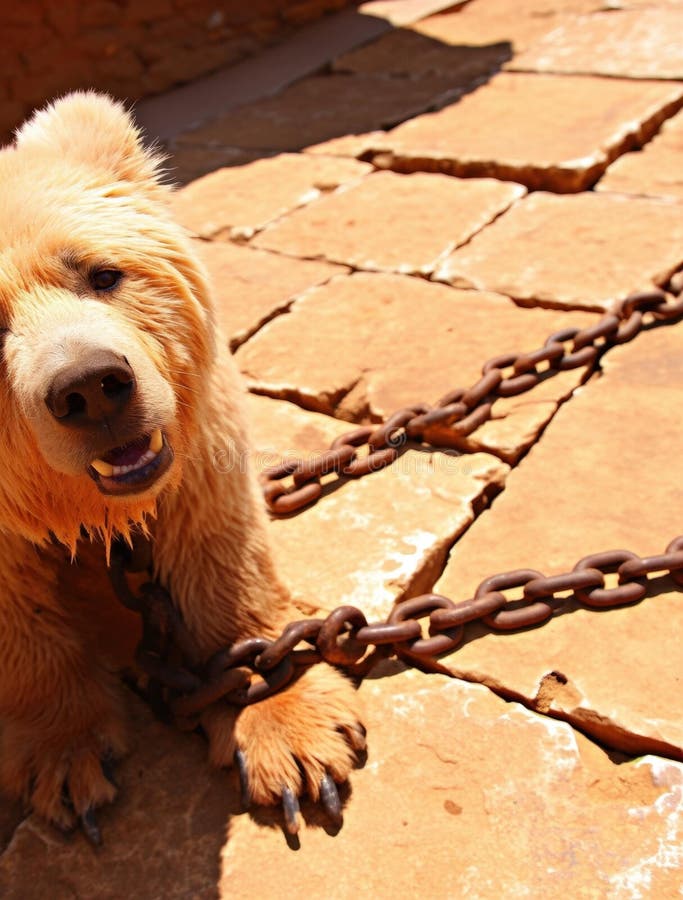 Chained Bear on Stone Path stock image. Image of rusty - 360305793
