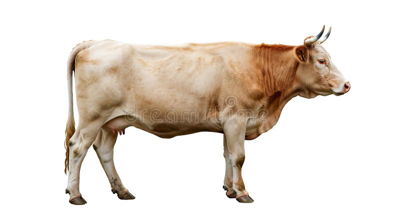 Standing Cow Isolated on White Background Farm Animal Profile View ...