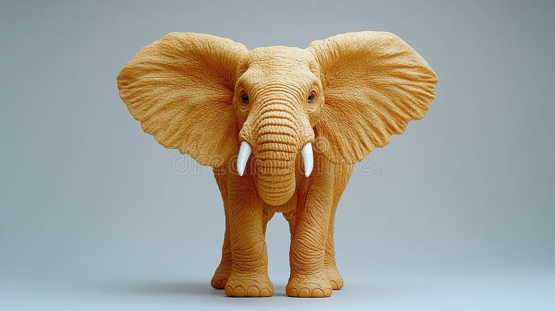Light-brown Elephant, Studio Shot, Neutral Background, 3D Render ...