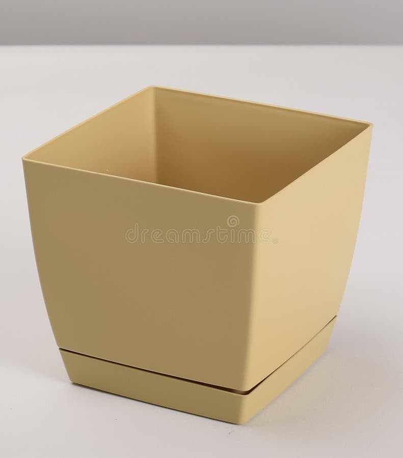 Light Brown Empty Plastic Flowerpot Stock Photo - Image of container ...