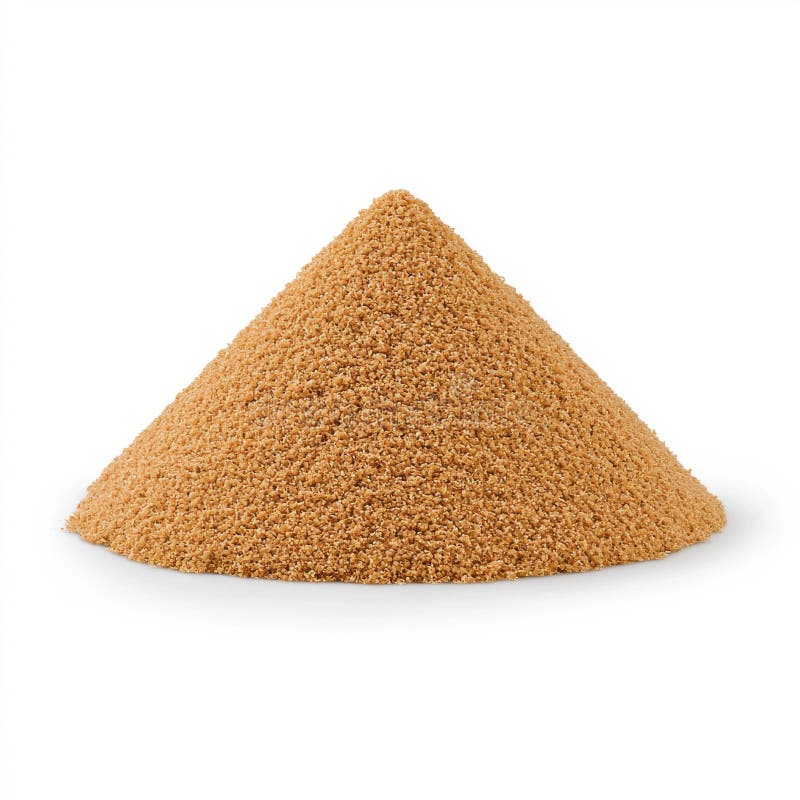 Light Brown Granular Substance in Conical Pile on White Background ...