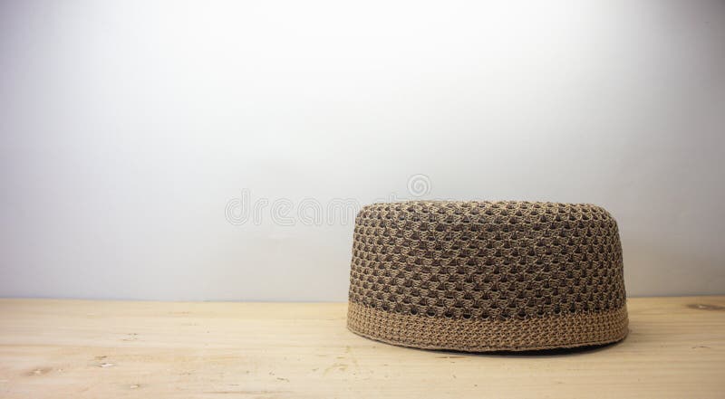 The Light Brown Islamic Cap with a Black Combination with a Knitted ...