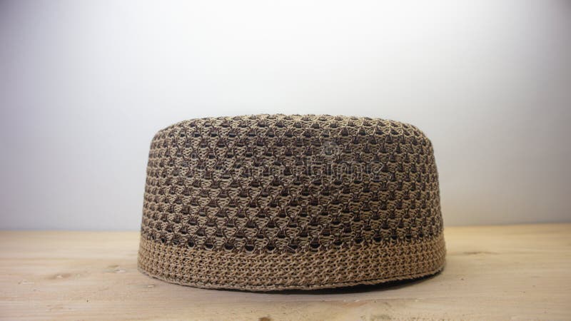 The Light Brown Islamic Cap with a Black Combination with a Knitted ...