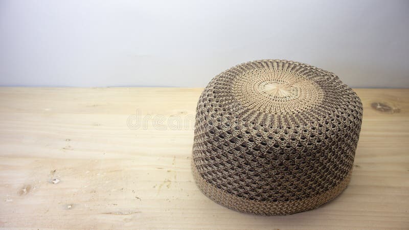 The Light Brown Islamic Cap with a Black Combination with a Knitted ...