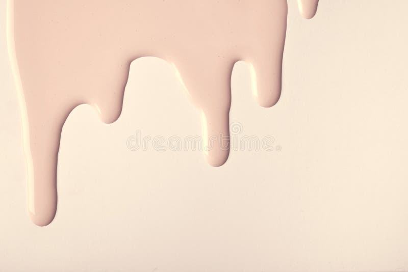 Light Brown Liquid Drops of Paint Color Flow Down on Beige Background ...