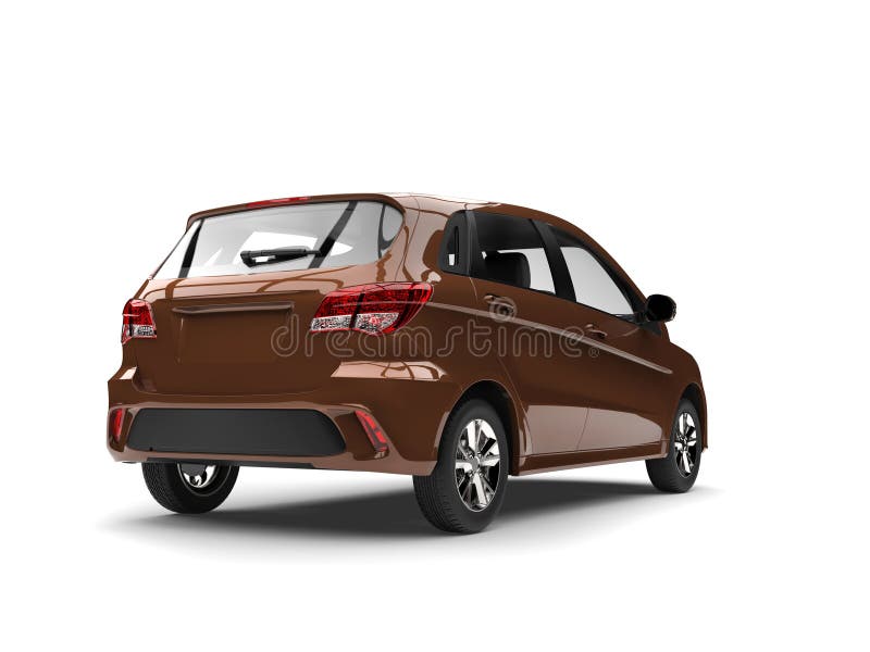 Light Brown Modern Small Compact Car - Back Side View Stock ...