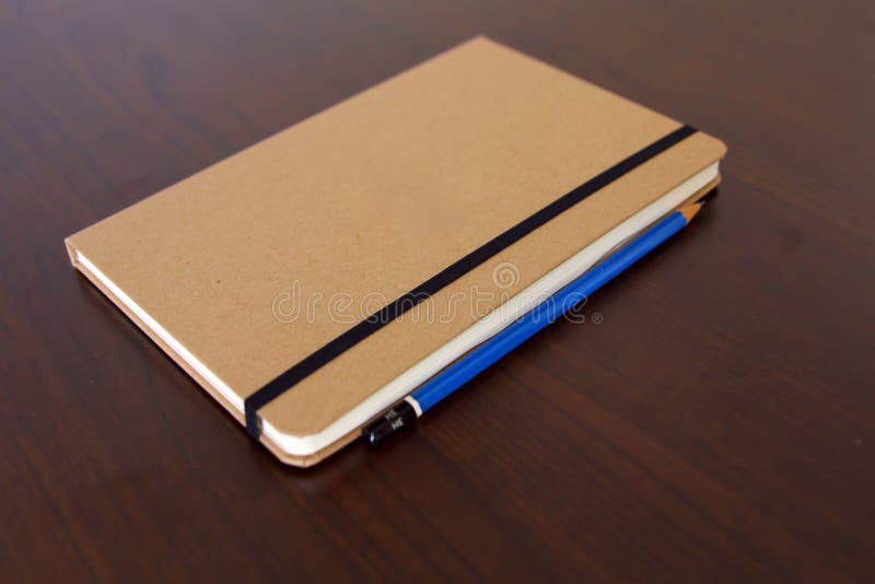 Light Brown Notepad Book and Pencil Stock Image - Image of note ...