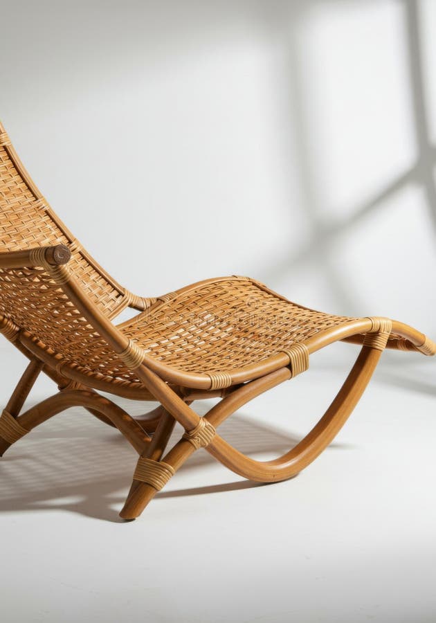 Light Brown Rattan Lounge Chair on White Background Stock Illustration ...