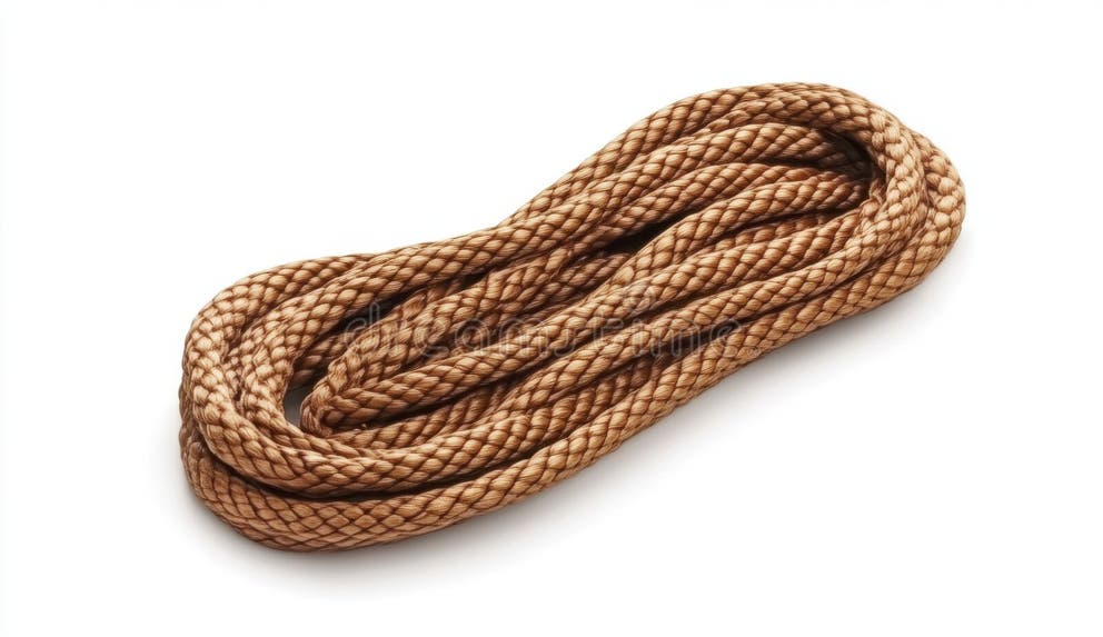 Light Brown Textured Rope Coiled on White Background Stock Illustration ...