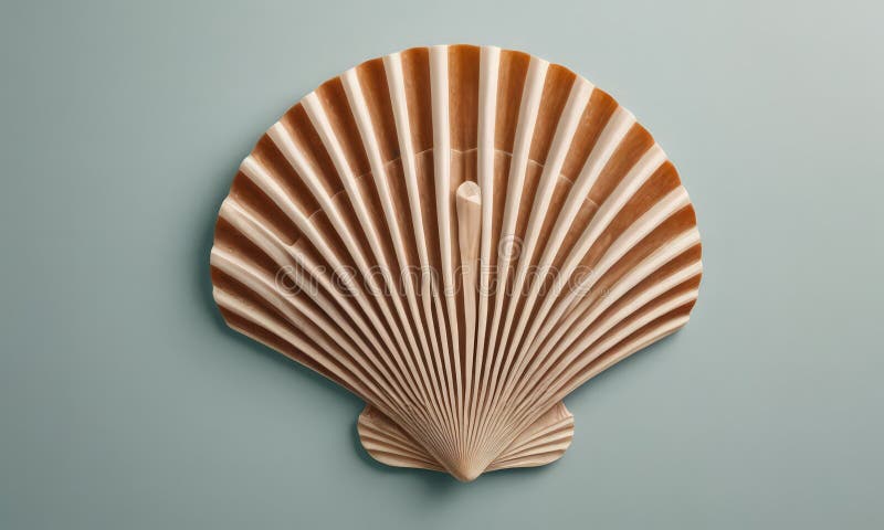 Light Brown Seashell with Pointed Top and Fan-shaped Ridges is ...