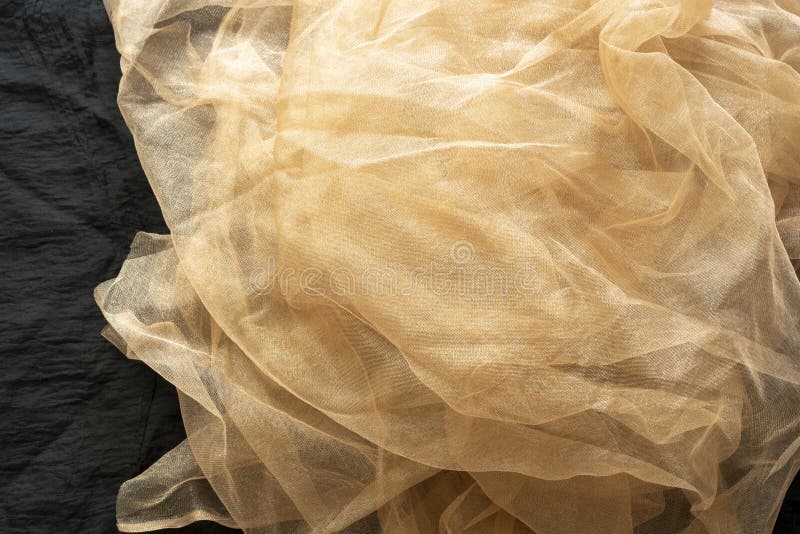 A Light Brown Semi-sheer Tulle Fabric with Some Wrinkles Stock Photo ...