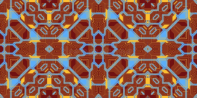 Light Brown Sky Blue Seamless Techno Lines Stock Illustration ...