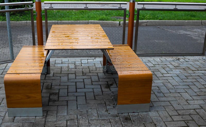 Light Brown Table, Open Roadside Cafe on an Autumn Day Stock Image ...