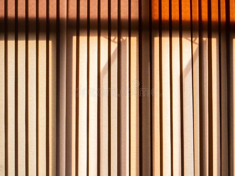 Light Brown Vertical Curtain with Windows Shadow Stock Image - Image of ...