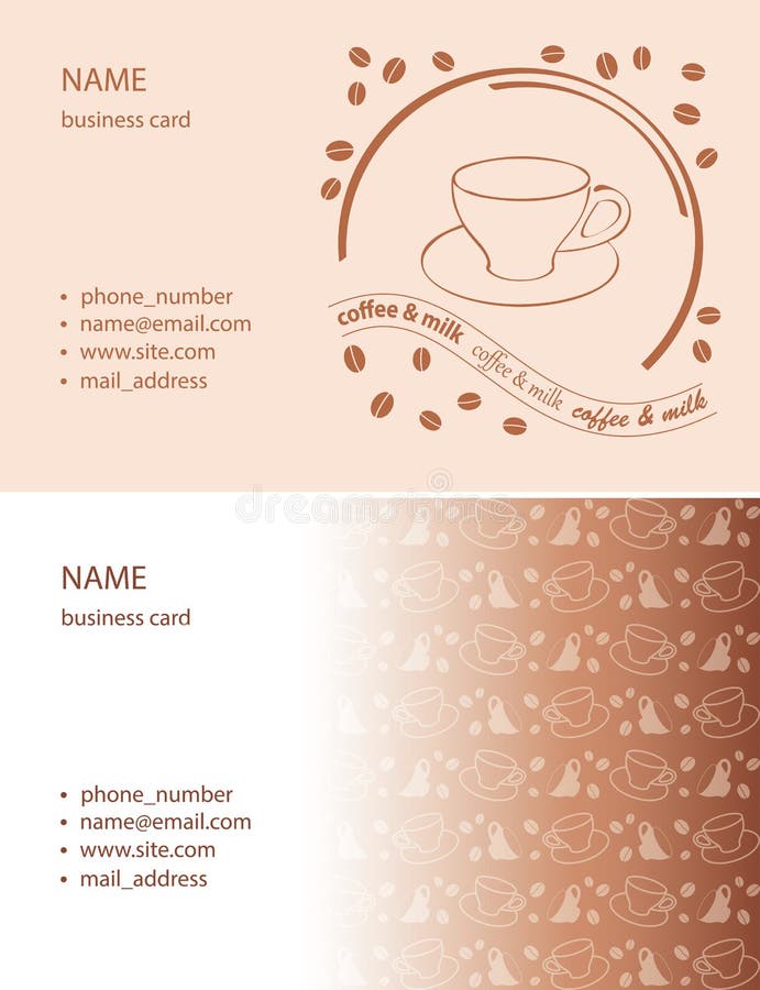 Light Brown Visit Cards with Cups and Coffee Grains - Vector Stock ...