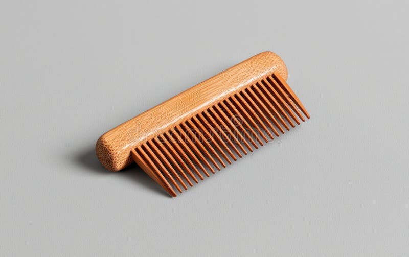 Light Brown Wooden Comb on Gray Background Stock Illustration ...