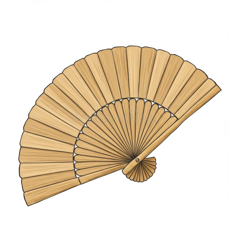 Light Brown Wooden Hand Fan on White Background Stock Illustration ...