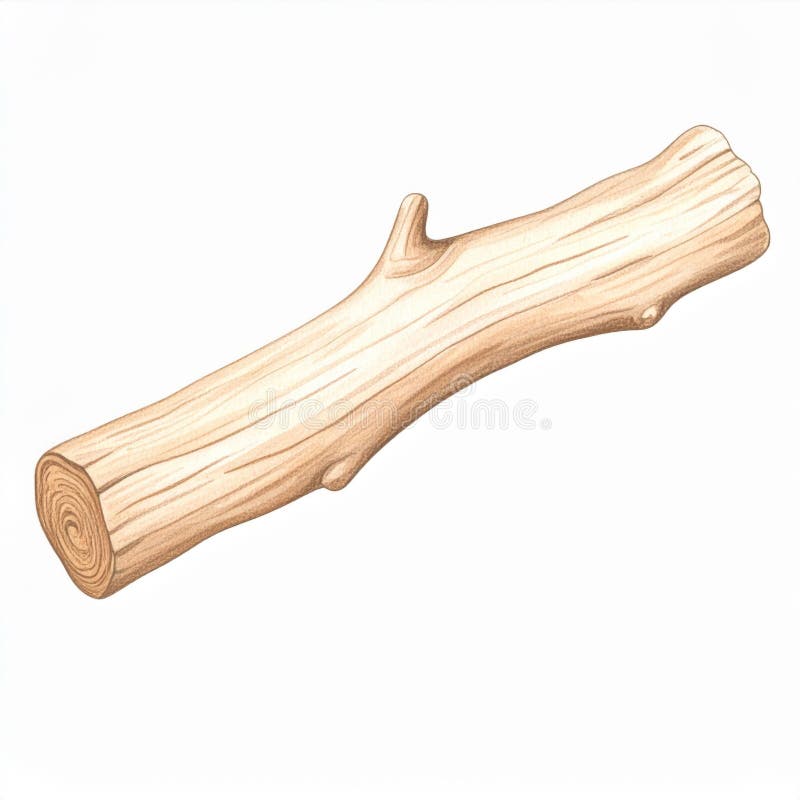 Light Brown Wooden Log Illustration on White Background Stock ...