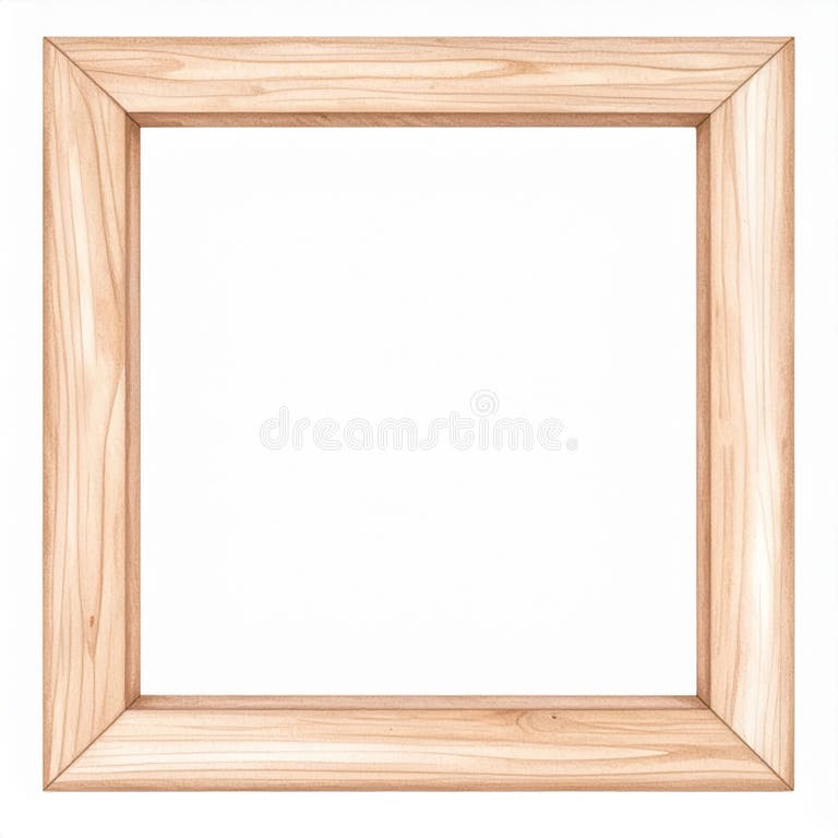 Light Brown Wooden Square Frame on White Background Stock Illustration ...