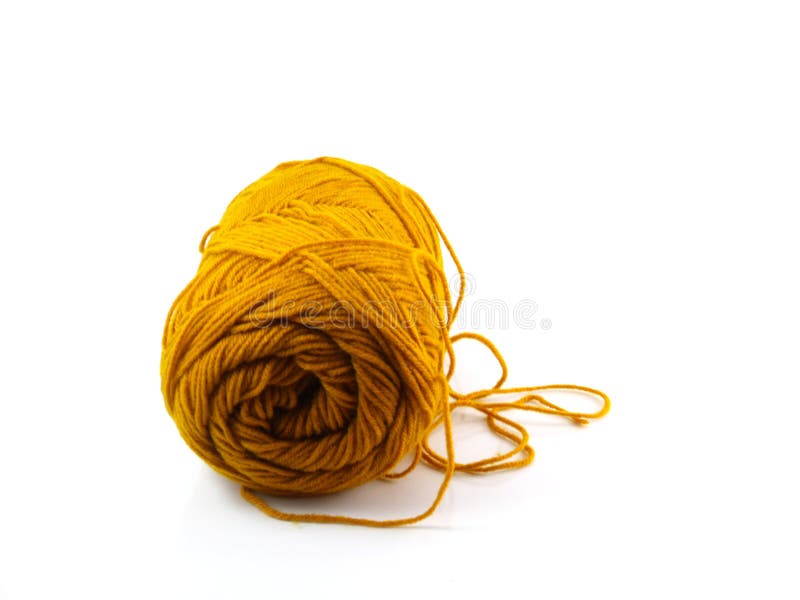 Light Brown Yarn Ball on White Stock Photo - Image of crochet, handmade ...