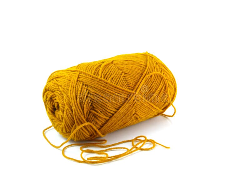 Light Brown Yarn Ball on White Stock Photo - Image of crochet, handmade ...