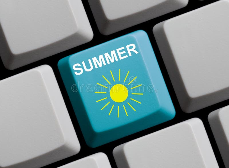 Light Bue Computer Keyboard Showing Summer Stock Illustration ...