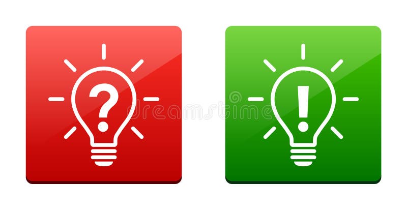 Light Bulb Question and Exclamation Button Stock Vector - Illustration ...