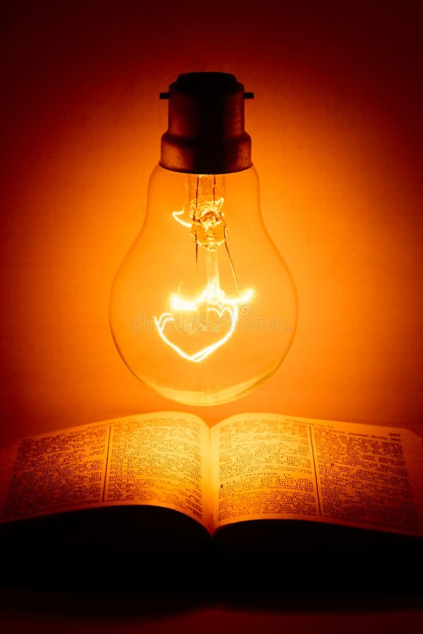 Light Bulb Above the Holy Bible Stock Image - Image of prier, lightbulb ...