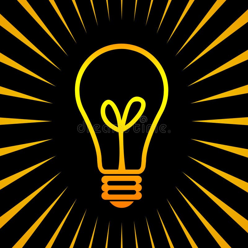 Bright Light Bulb Flat Icon Isolated on White Stock Vector ...