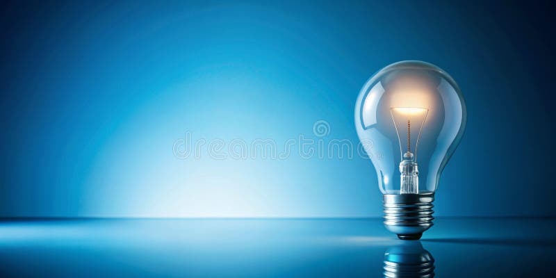 Light Bulb on Abstract Blue Background AI-Created Content Stock Photo ...