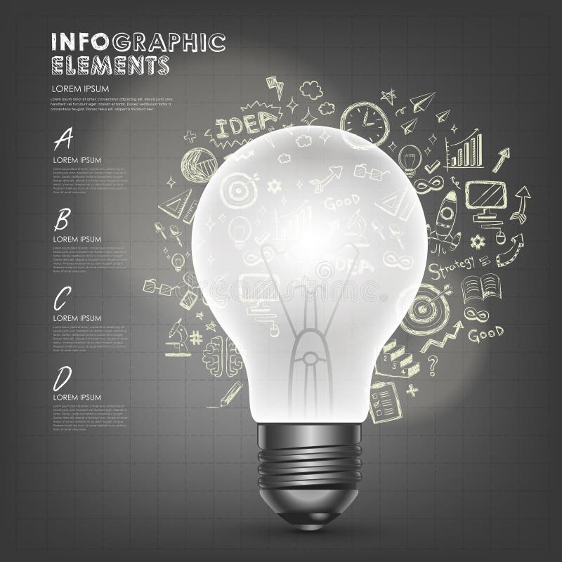 Light Bulb Abstract with Doodle Infographic Elements Stock Vector ...