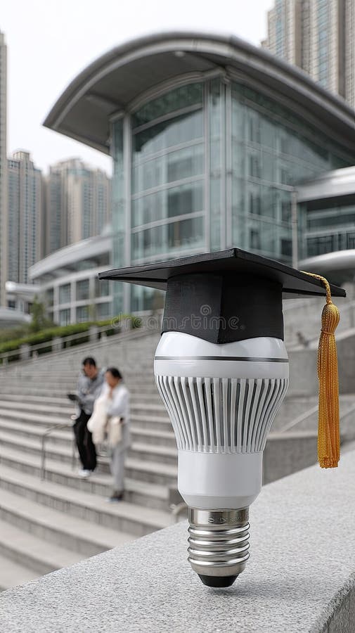Light Bulb Wearing Academic Cap Symbolizes Innovation and Education ...