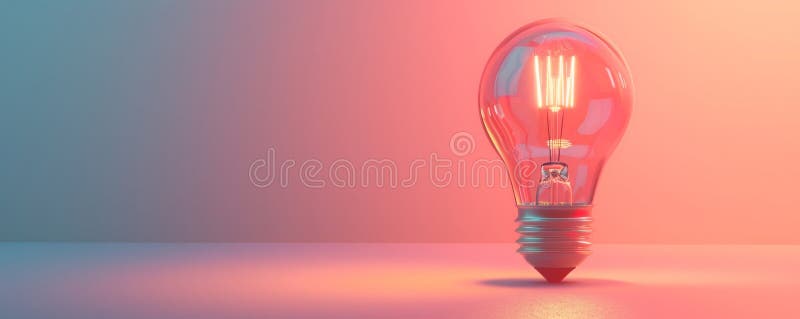 Light Bulb Against a Pink and Blue Gradient Background. Innovation and ...