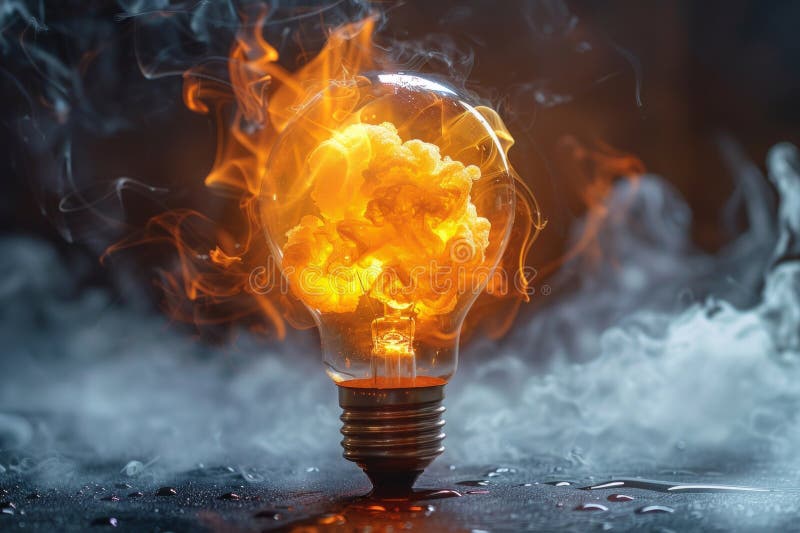 Light Bulb Aglow with a Mesmerizing Dance of Fiery Discharge within ...