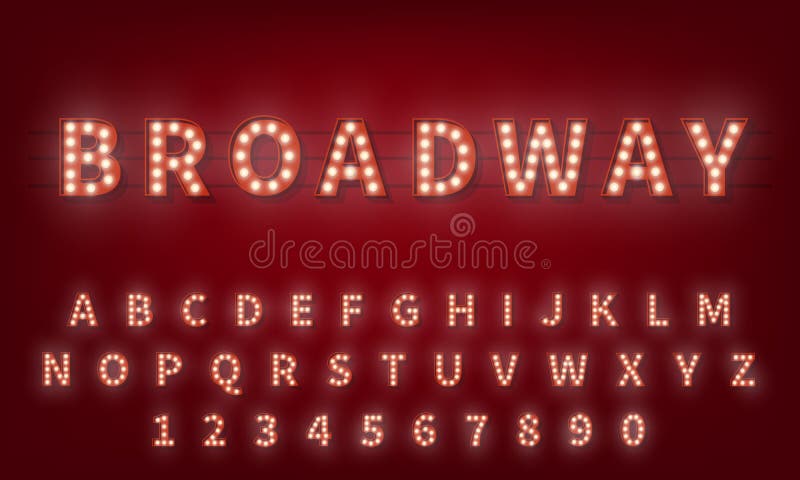 Light Bulb Alphabet. Broadway Style 3d Retro Typography Typeface Stock ...