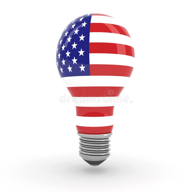 Light Bulb with American Flag Stock Illustration - Illustration of ...