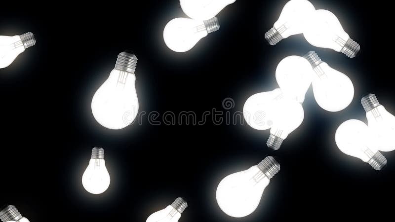Light Bulb Animation Background. Light Bulbs on Black Background Stock ...