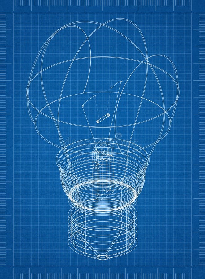 Light Bulb Architect Blueprint Stock Illustration - Illustration of ...