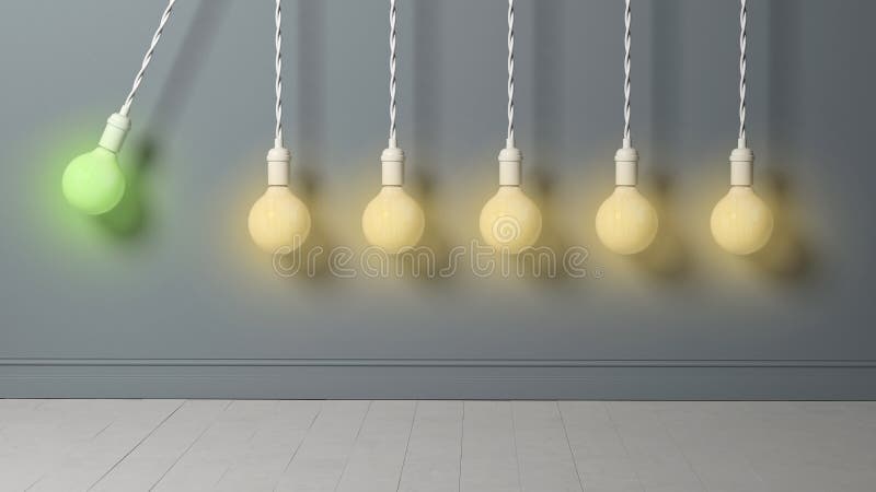 Light Bulb As Pendulum is Hitting Other Lightbulbs Stock Illustration ...