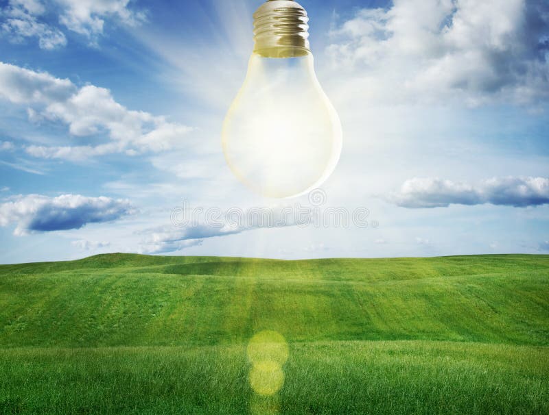 Light bulb as solar energy stock photo. Image of green - 49719172