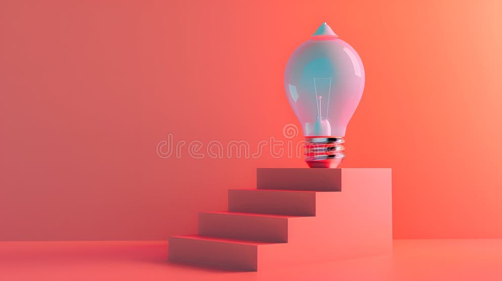 Light Bulb with Ascending Steps Representing Gradual. Stock ...