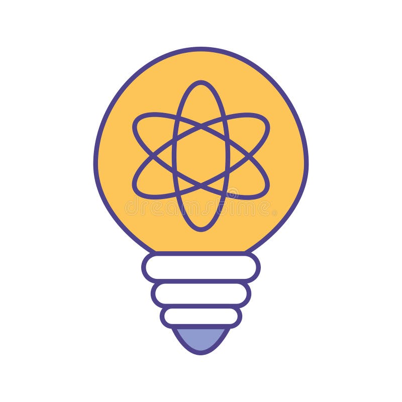 Light Bulb with Atom Line and Fill Style Icon Vector Design Stock ...