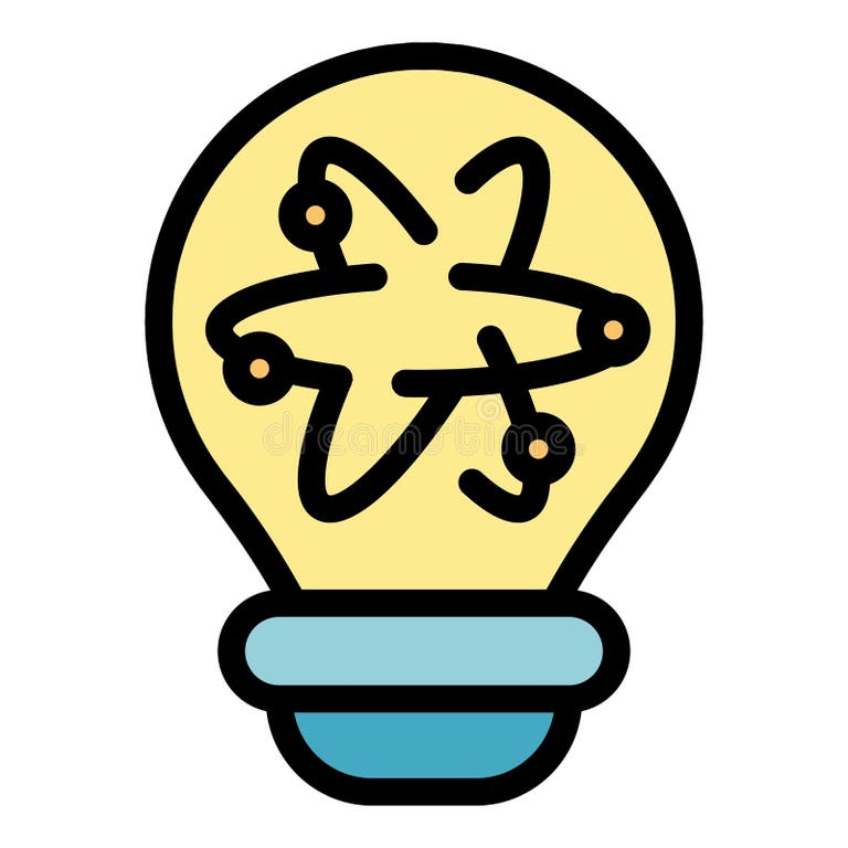 Light Bulb with Atom Representing Scientific Idea Icon Stock Vector ...