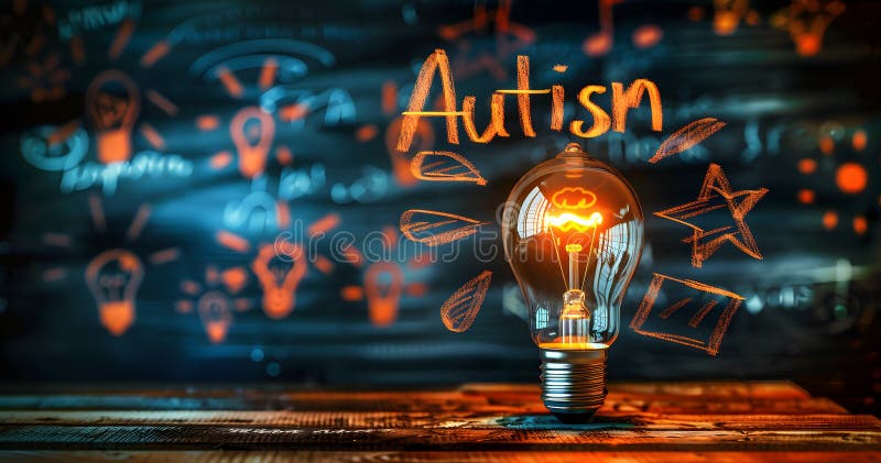 Light Bulb with Autism Concept on Chalkboard Stock Illustration ...