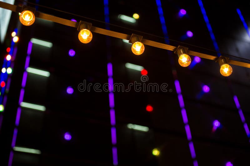Light Bulb on Night Background Stock Image - Image of color, circle ...