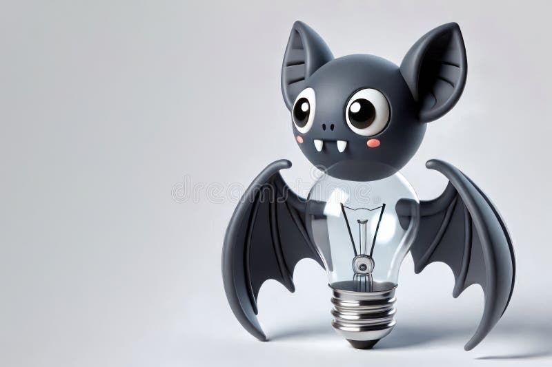 A Light Bulb Bat with Wings. Space for Text. Stock Illustration ...