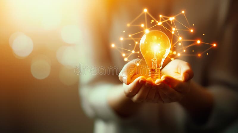 Illuminating Ideas a Light Bulb Held in Hands Symbolizing Innovation ...