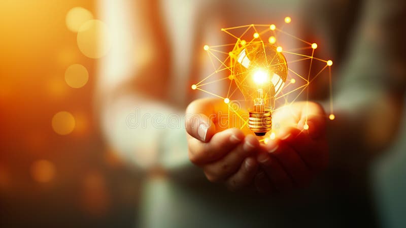 Illuminating Ideas a Light Bulb Held in Hands Symbolizing Innovation ...