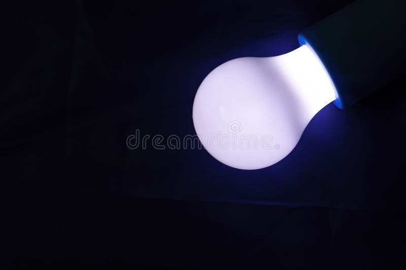 Light Bulb on Black Background. Close-up of Lit Light Bulb on Black ...