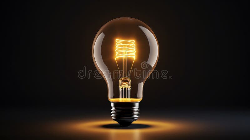 Light Bulb on Dark Background Glowing Bulb Light Bulb on Black ...